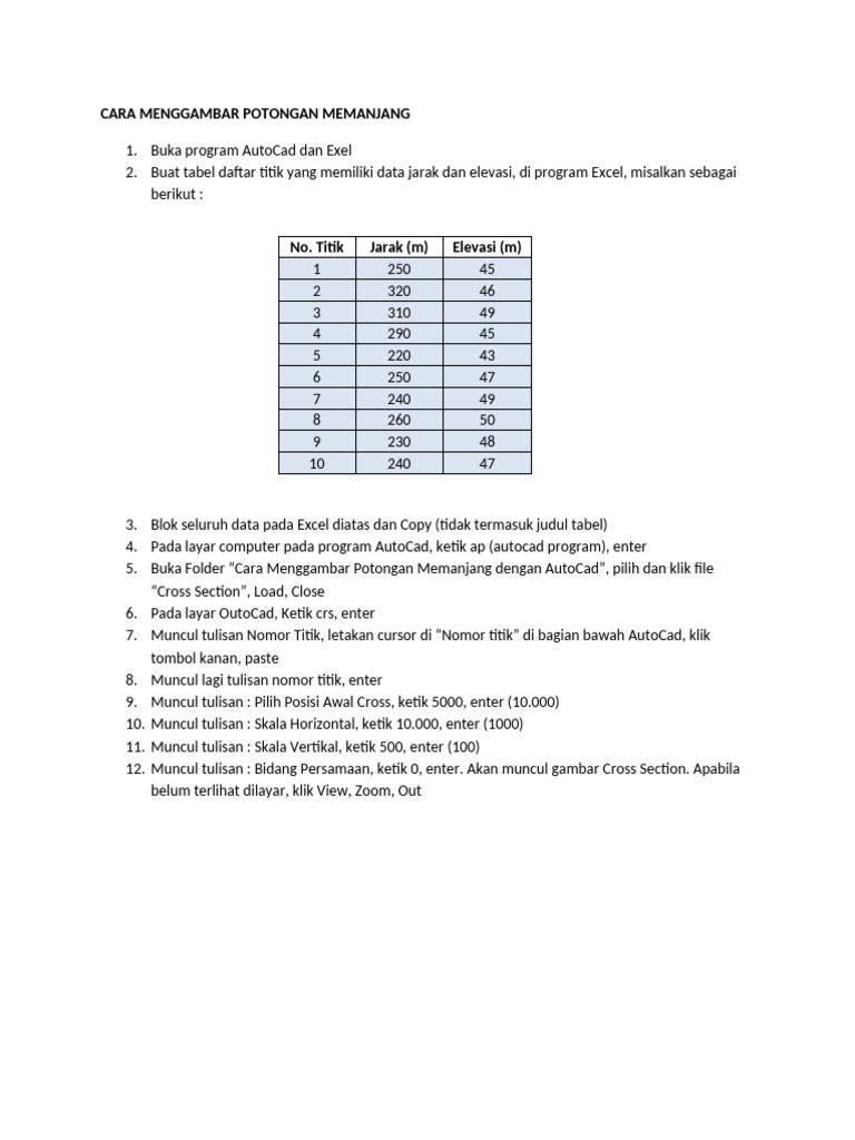 Menggambar Potongan Memanjang AutoCad | PDF