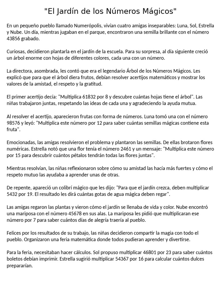 Actividad Multiplicaciones El Jardín de Los Números Mágicos | PDF