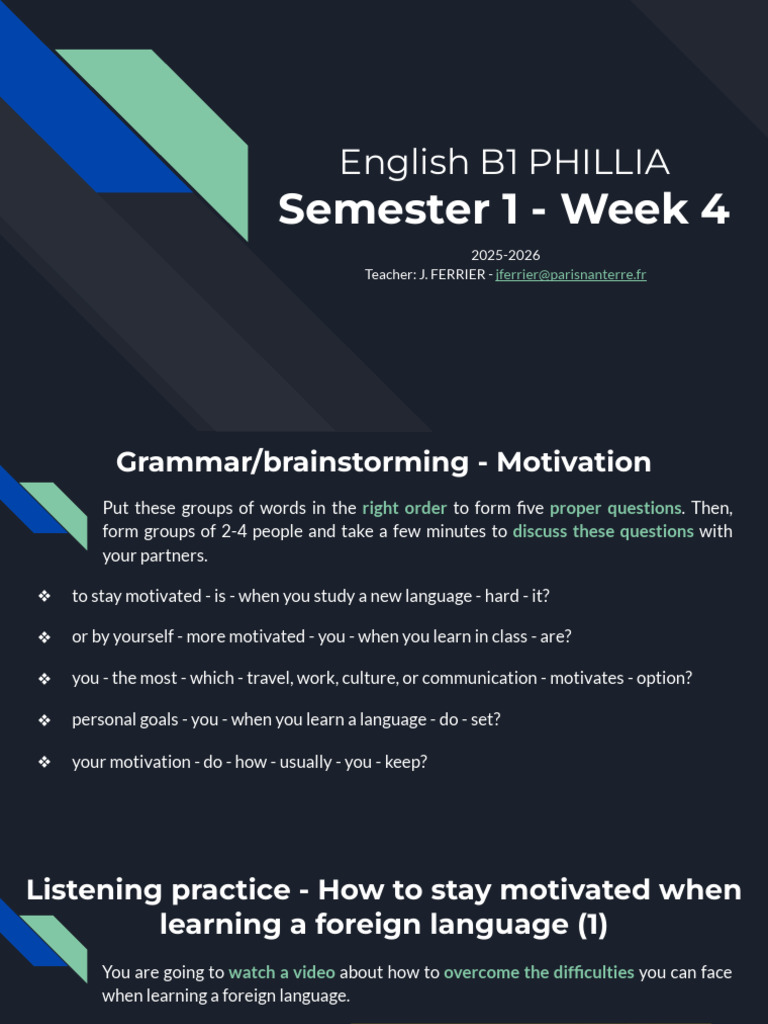 Week 4 Slides (Staying Motivated) | PDF | Foreign Language | Human ...