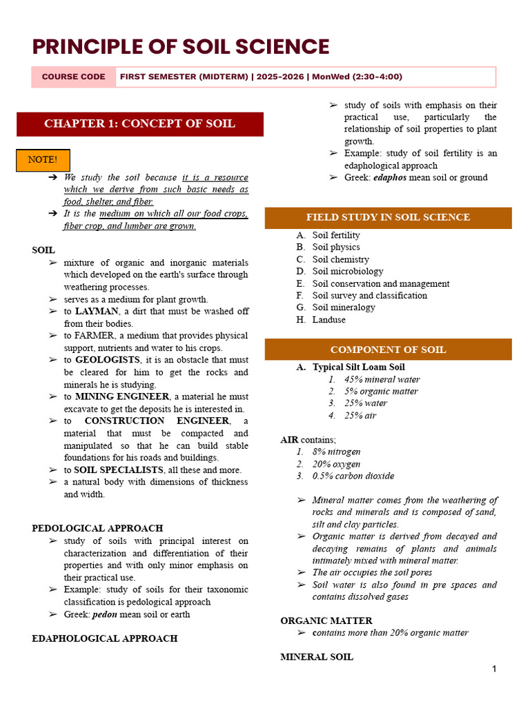 Principle of Soil Science Midterm Reviewer | PDF | Rock (Geology) | Soil