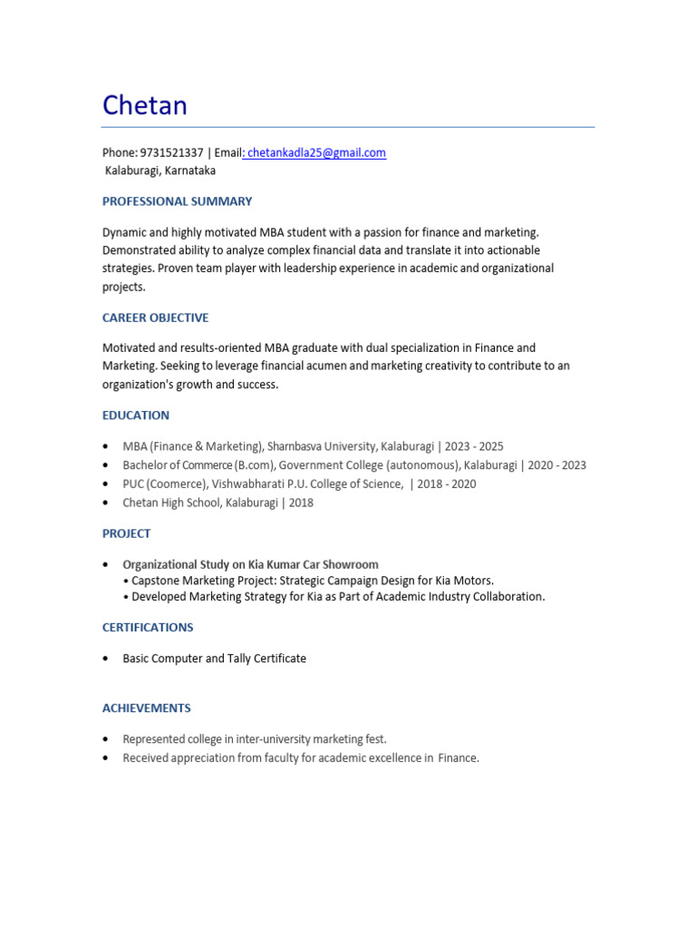 Chetan Resume | PDF