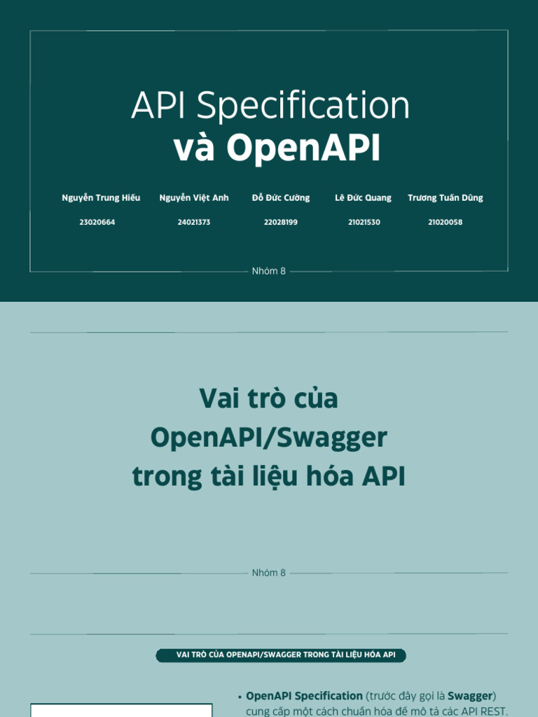 INT3505E 2 - Nhóm 8 - API Specification Và OpenAPI | PDF