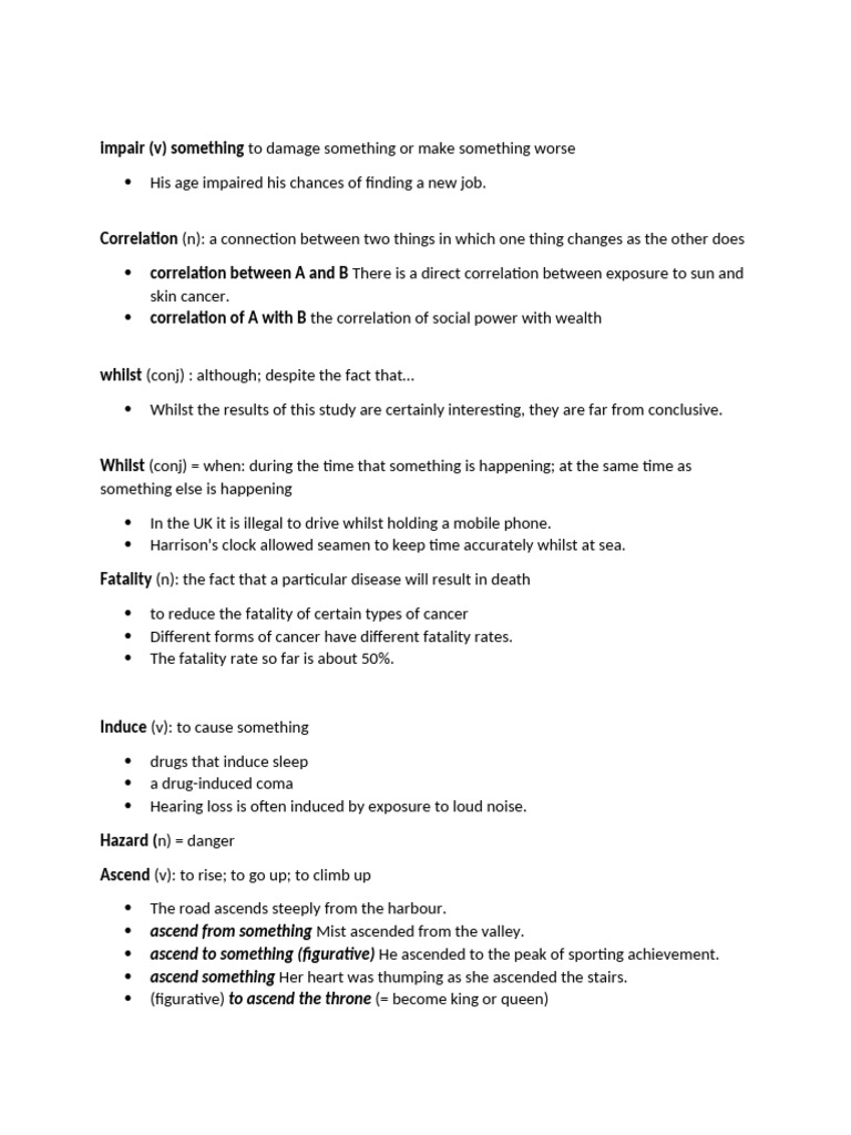 Vocabulary Definitions and Examples | PDF