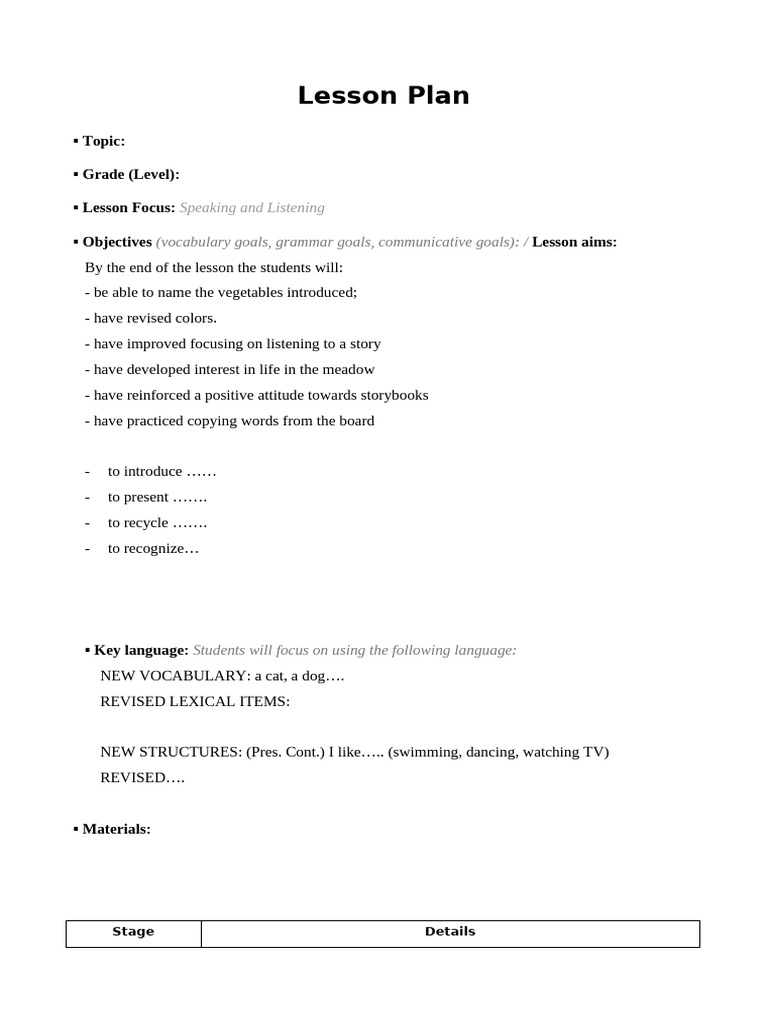 Engaging Lesson Plan for Speaking Skills | PDF
