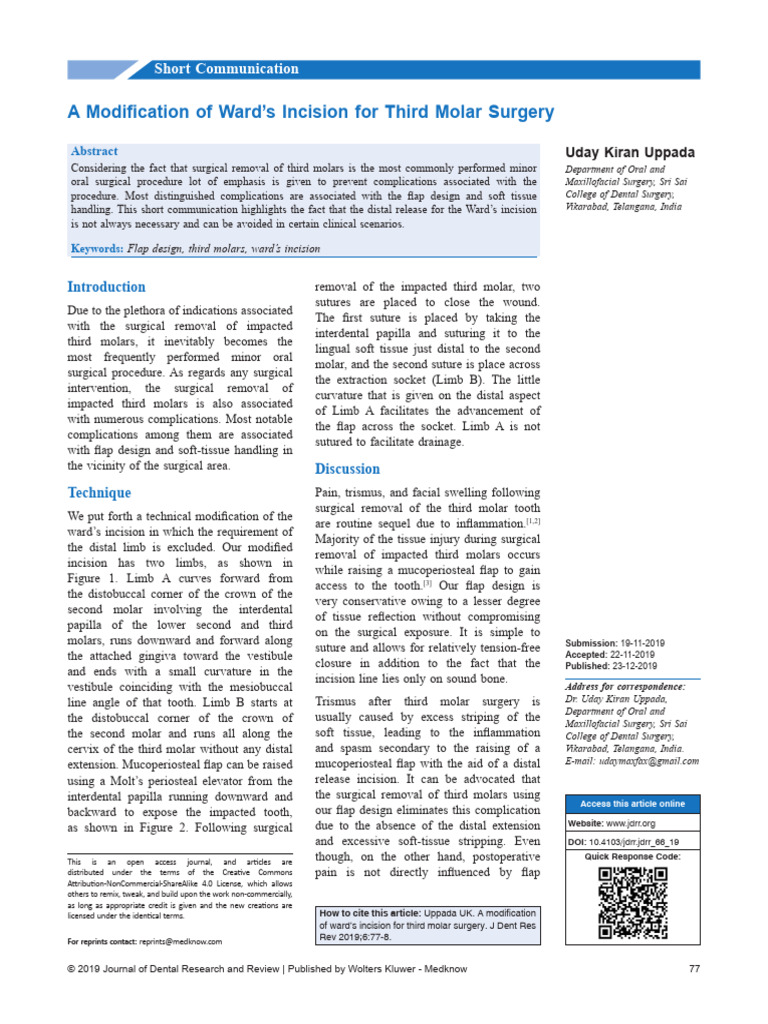 A Modification of Ward S Incision For Third Molar.4 | PDF | Surgery ...