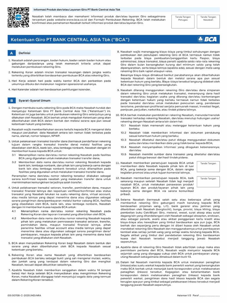 Ketentuan Rekening Giro BCA | PDF