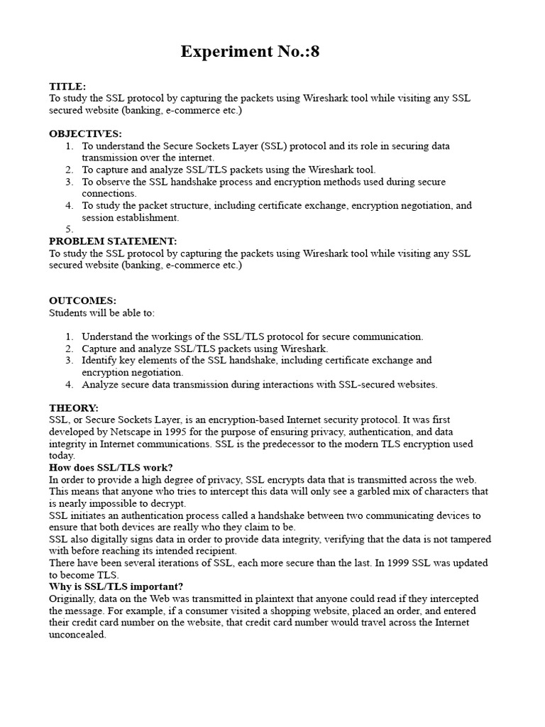 Experiment No - 8 (GROUP B-12) | PDF | Transport Layer Security ...