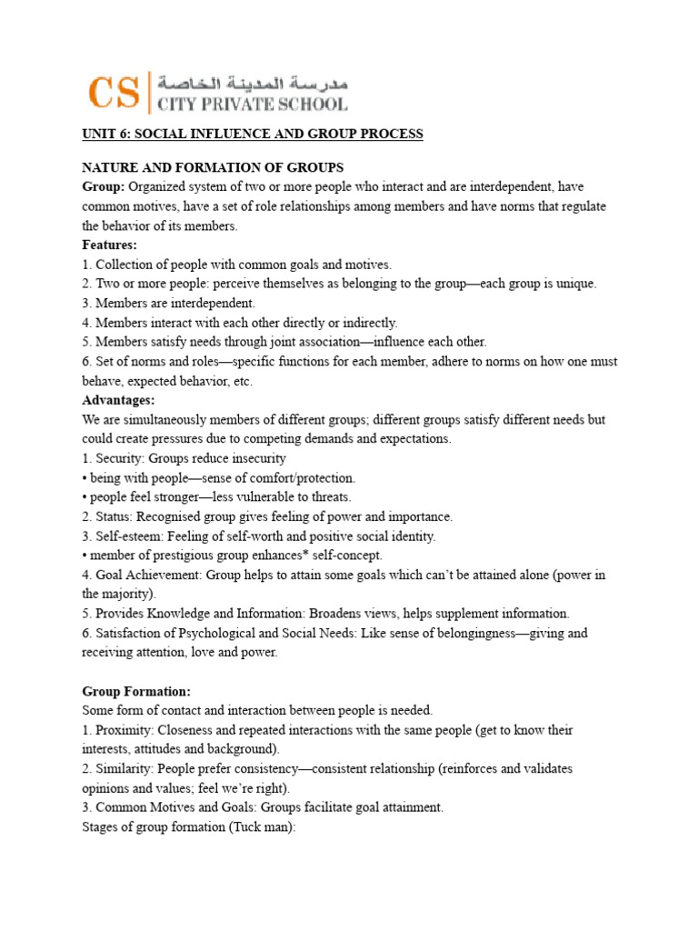 Unit 7 - Social Influence and Group Process | PDF | Self Esteem ...