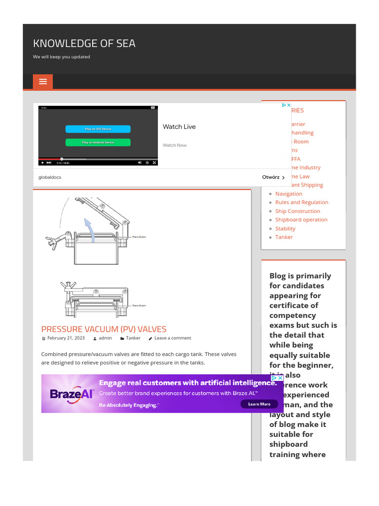Pressure Vacuum (PV) Valves - Knowledge of Sea | PDF | Valve | Vacuum