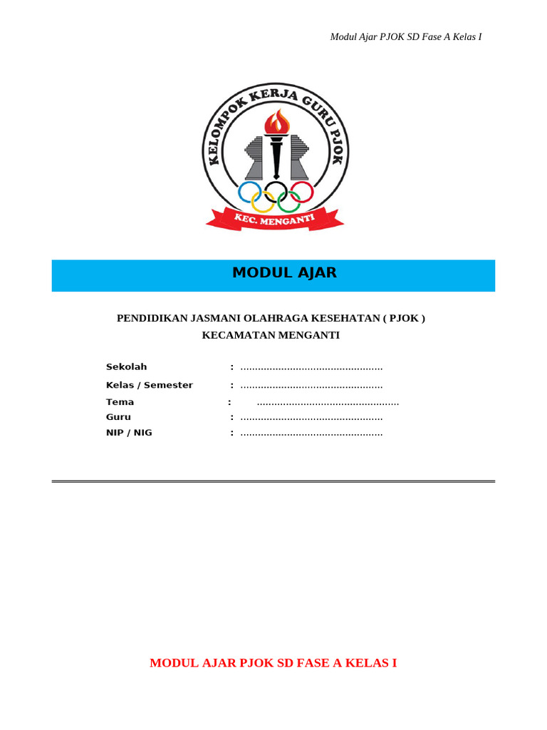 0.1 Final Ma - Pjok - SD - Fase A - Kelas I - 01 Pola Gerak Dasar ...