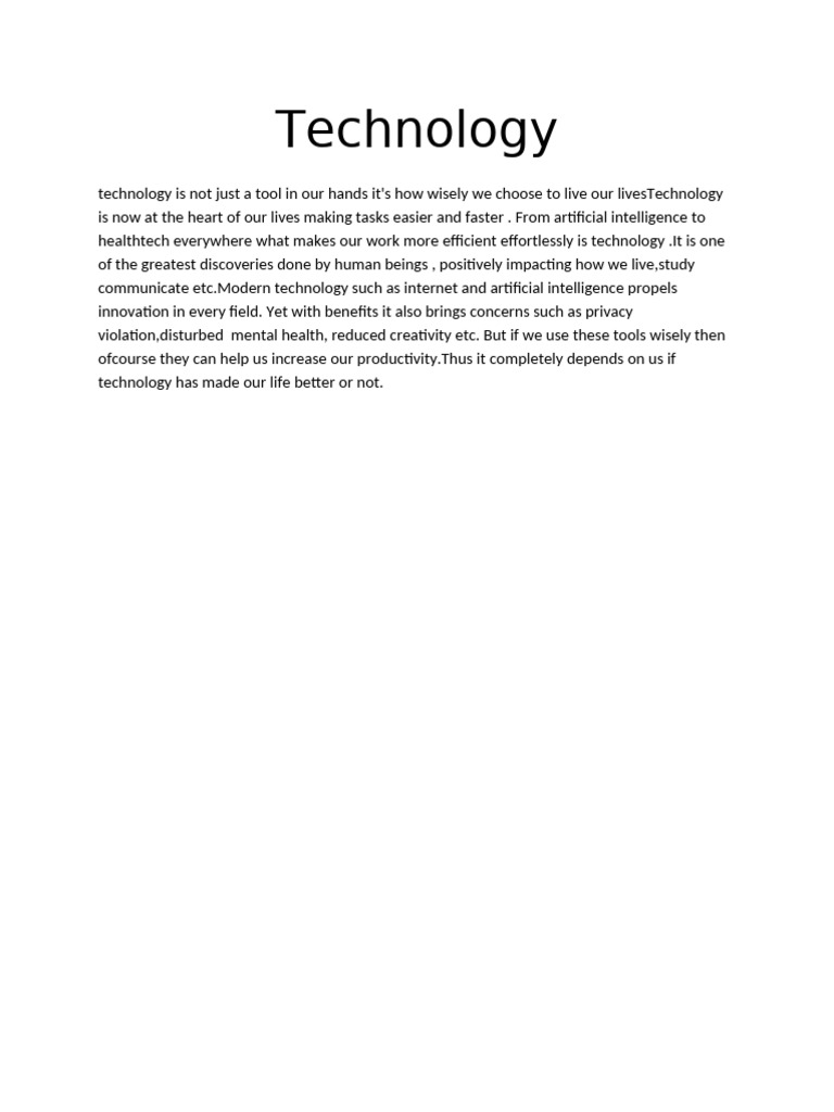 English Speech On Technology | PDF