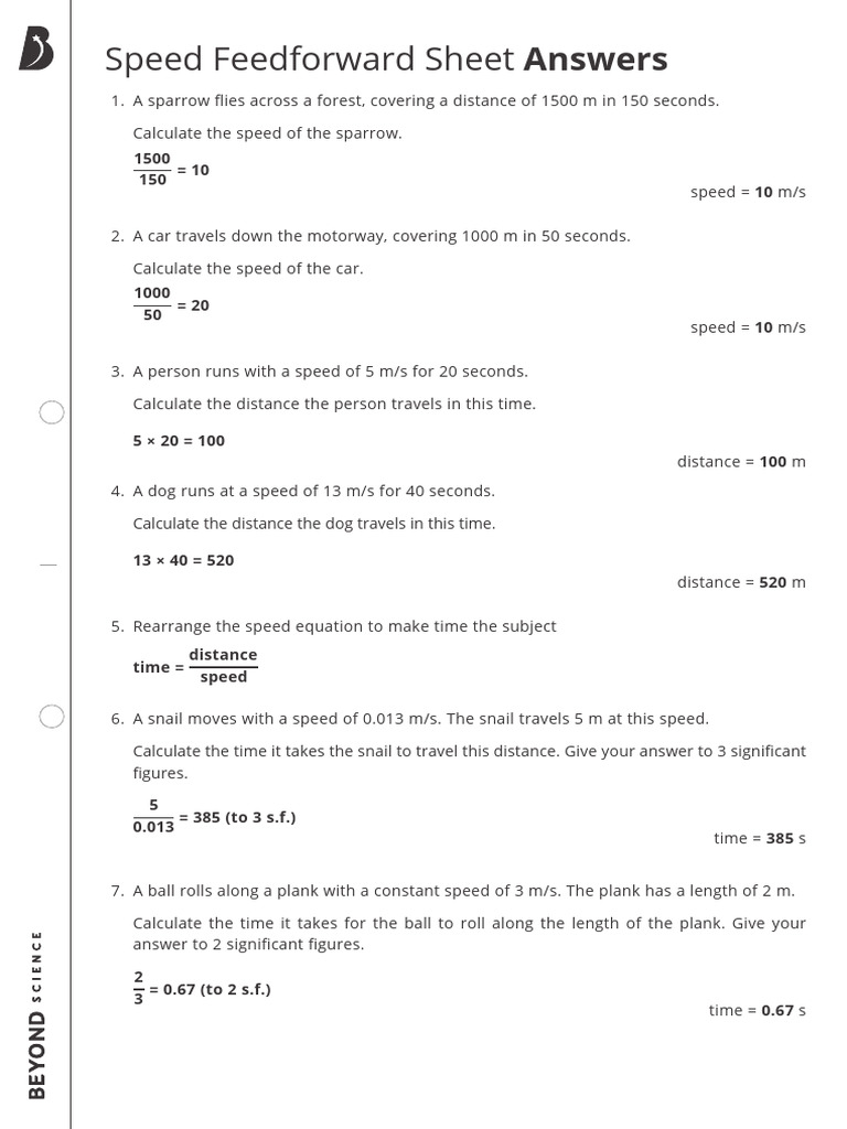 Speed - Answers | PDF