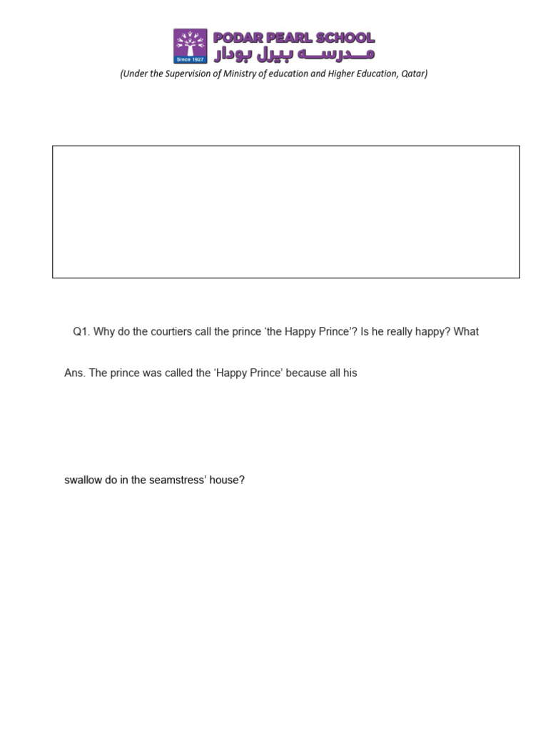 Happy Prince Class Notes | PDF | The Happy Prince And Other Tales
