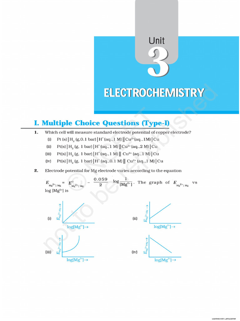 Electrochemistry Class 12 Questions | PDF