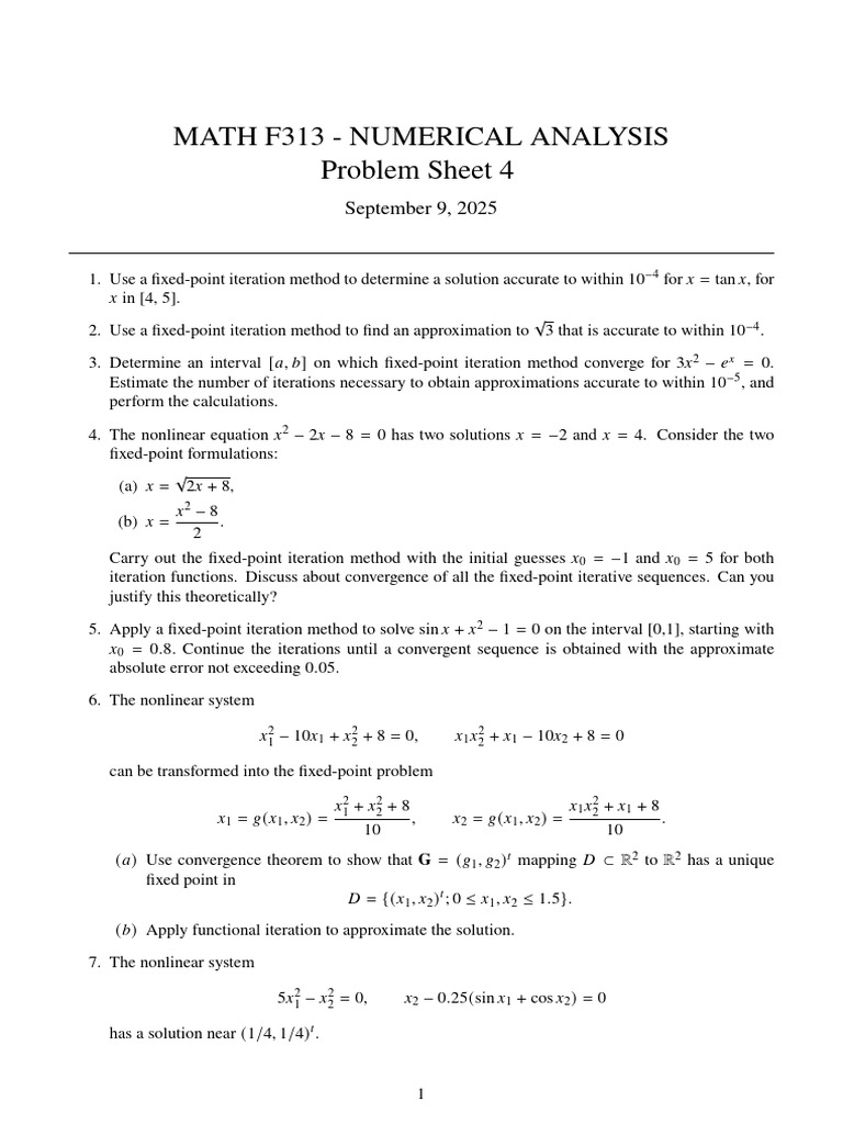 Tutorial Sheet 4 | PDF | Square Root | Numerical Analysis