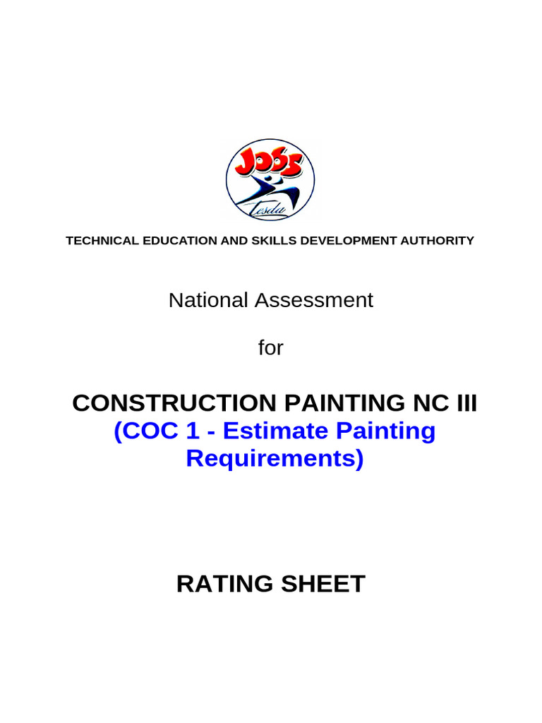 CONSTRUCTION PAINTING NC III Rating Sheets | PDF