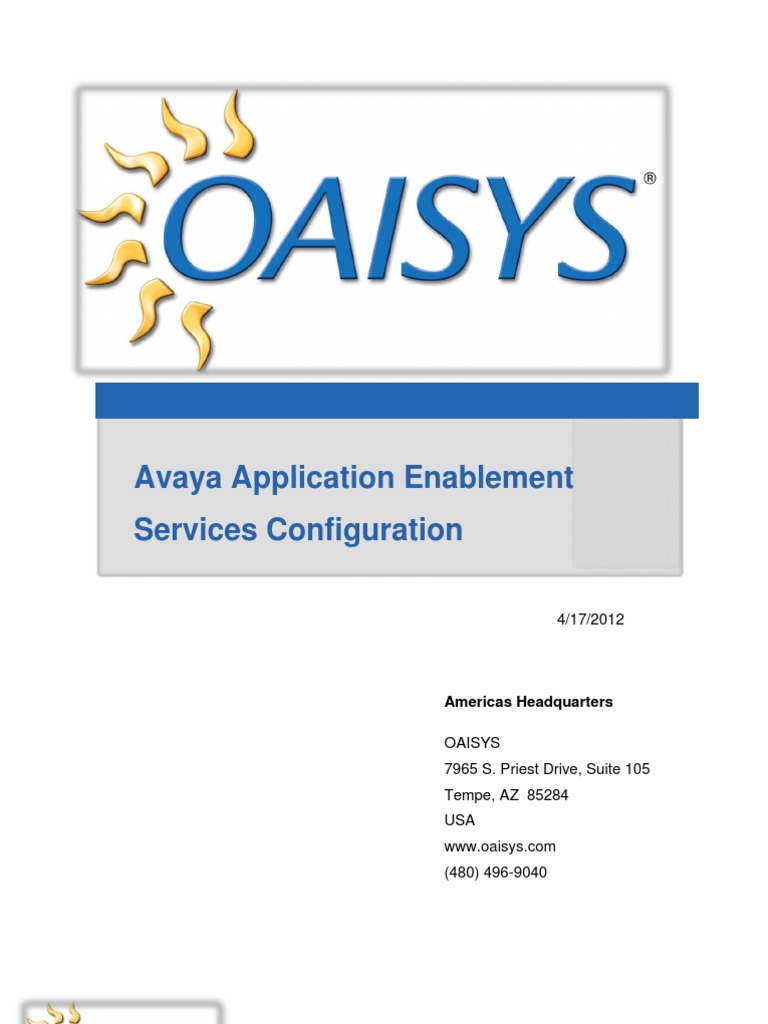 Avaya Application Enablement Setup Guide | PDF | Server (Computing ...