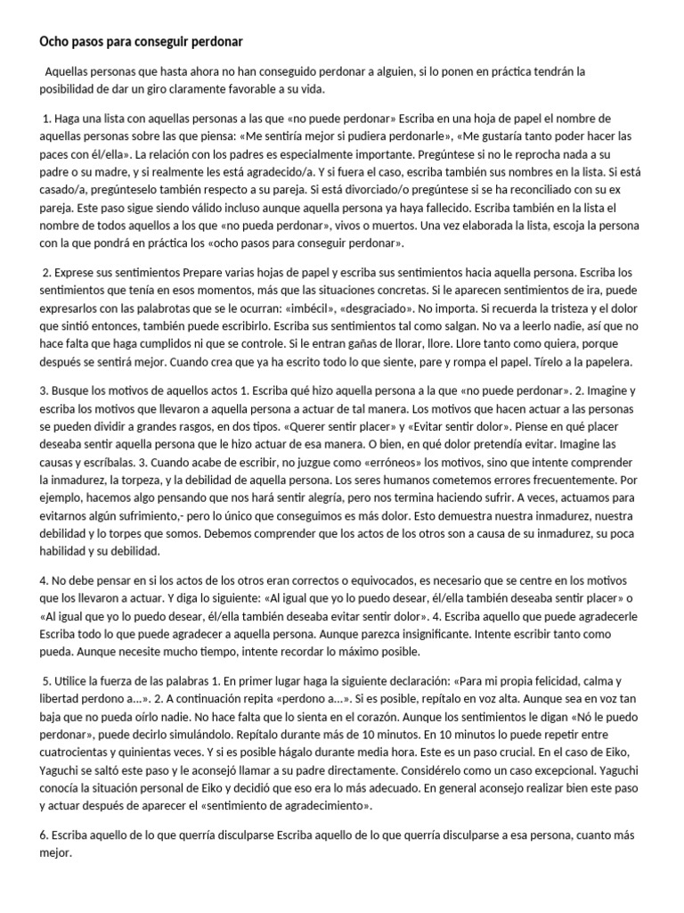 Ocho pasos para aprender a perdonar | PDF | Placer