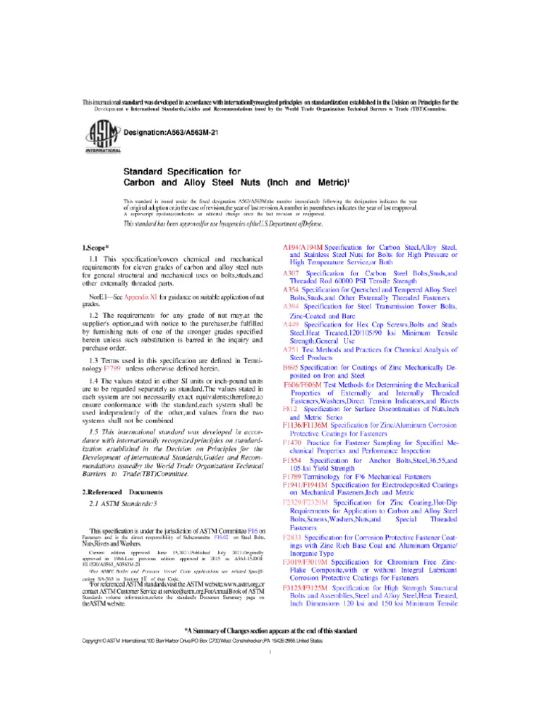 Astm A 563 | PDF