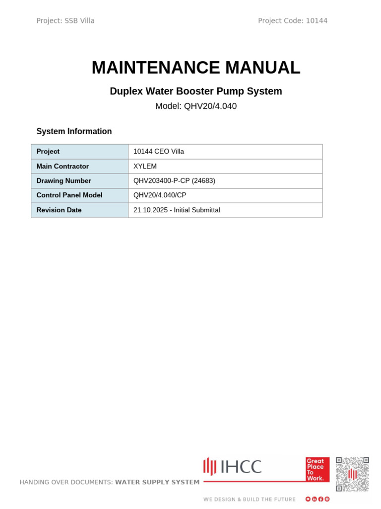 Duplex Water Booster Pump Manual | PDF | Pump | Mechanical Engineering
