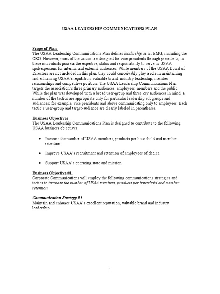 USAA Leadership Communications | PDF | Reputation | Leadership