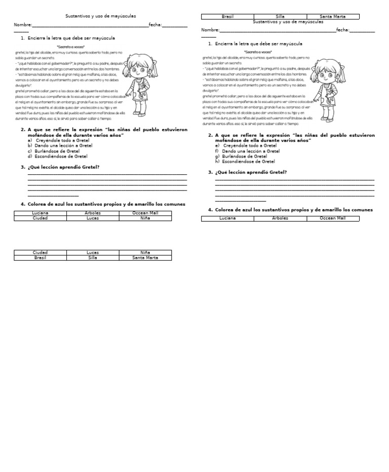 Sustantivos y Uso de Mayúsculas | PDF | Ortografía | Grafemas
