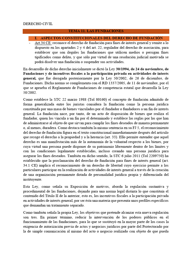 Derecho Civil T11 | PDF | Fundación (sin fines de lucro) | Sociedad de responsabilidad limitada