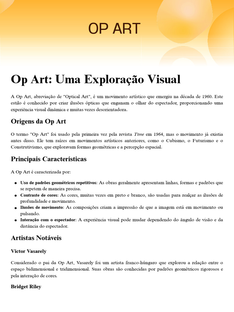 Introdução à Op Art: Ilusões Visuais | PDF