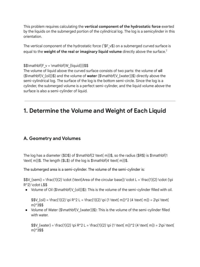 A Cylindrical Log Having A Diameter of 2m and A L... | PDF | Physical ...