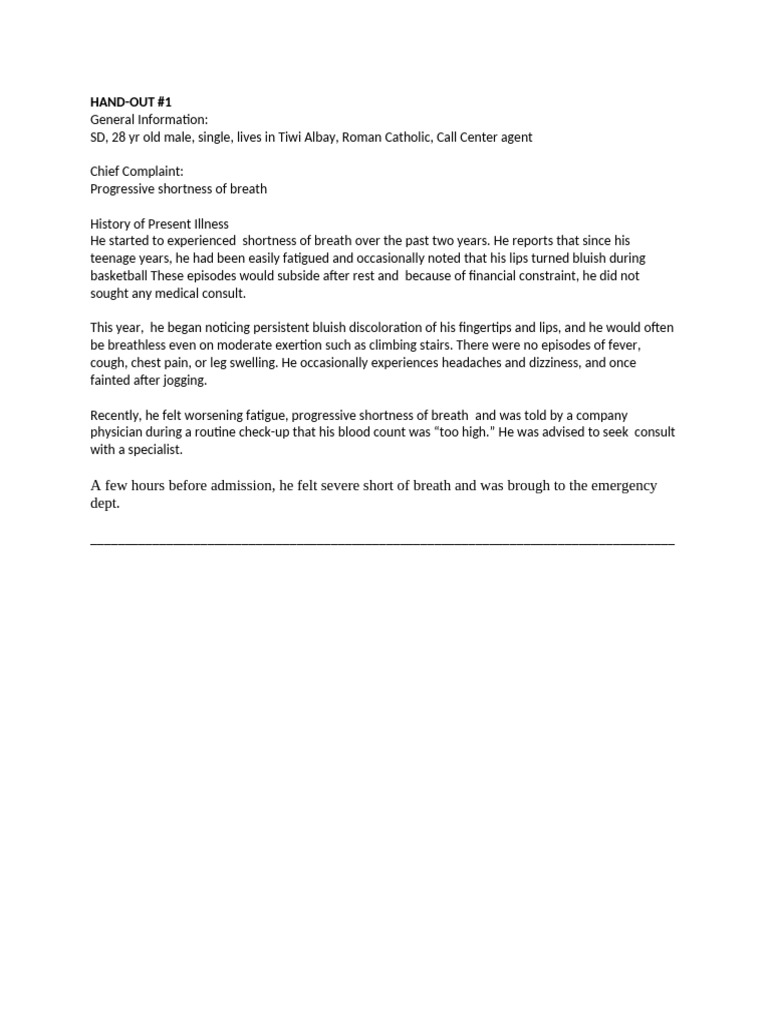 Progressive Shortness of Breath Case Study | PDF