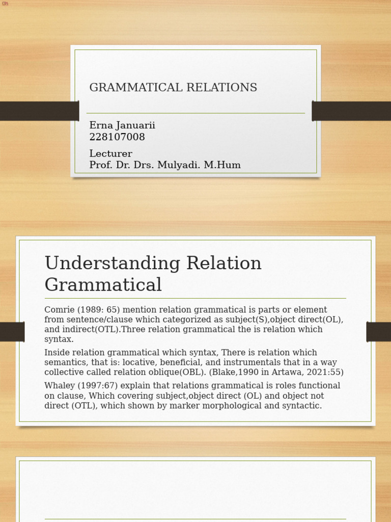 Grammatical Relation | PDF | Syntax | Linguistics