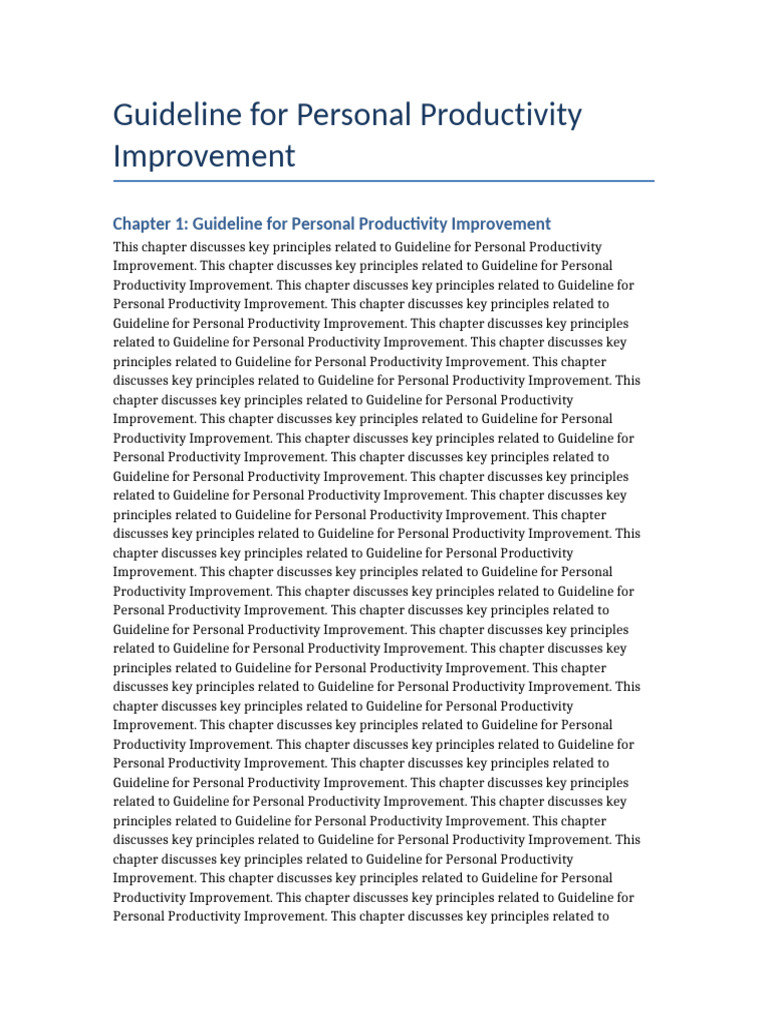 Personal Productivity Improvement Guide | PDF