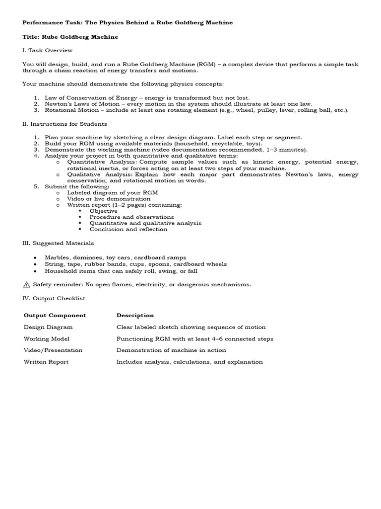 Performance Task Physics 2nd Pdf Machines Physics
