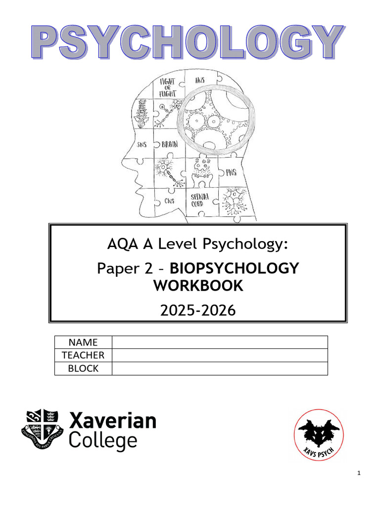Biopsychology Work Book 2025-2026 | PDF | Synapse | Neuron