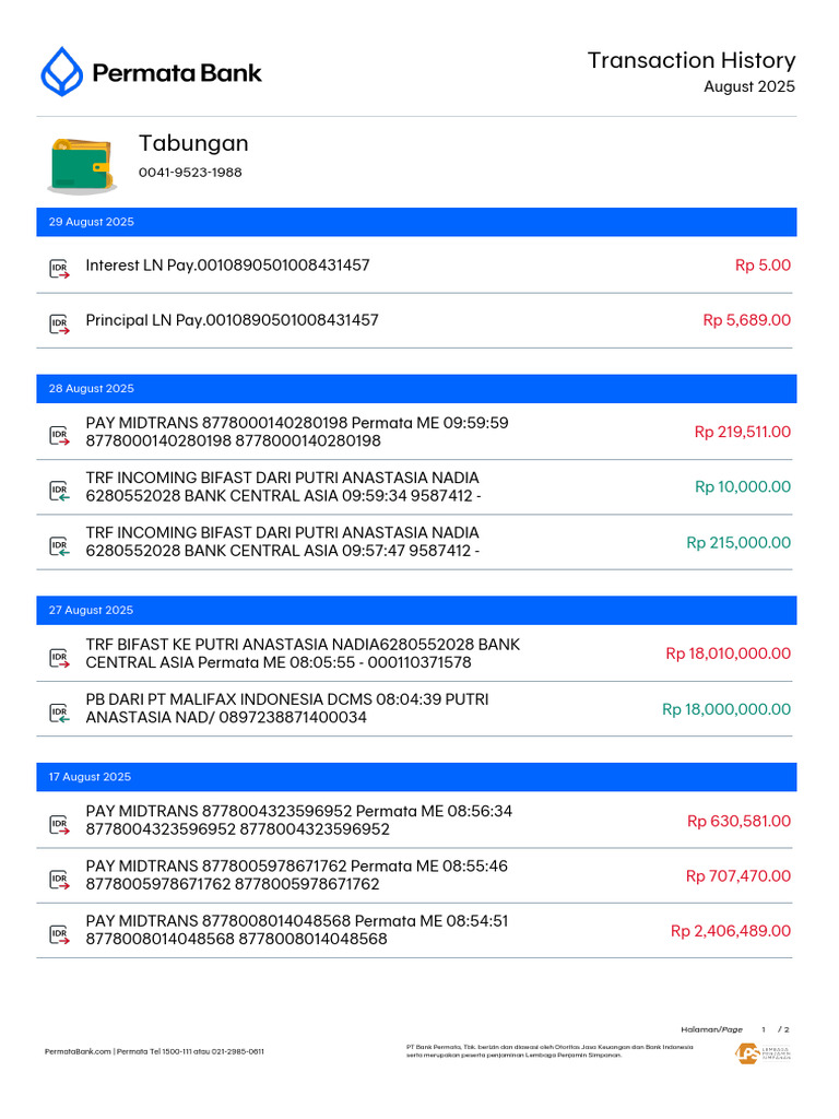 Transaction History - PermataTabungan IB Payroll Proteksi1988 ...