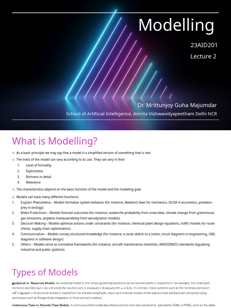 Modelling, Simulation & Analysis - Lecture 2 | PDF | Partial ...
