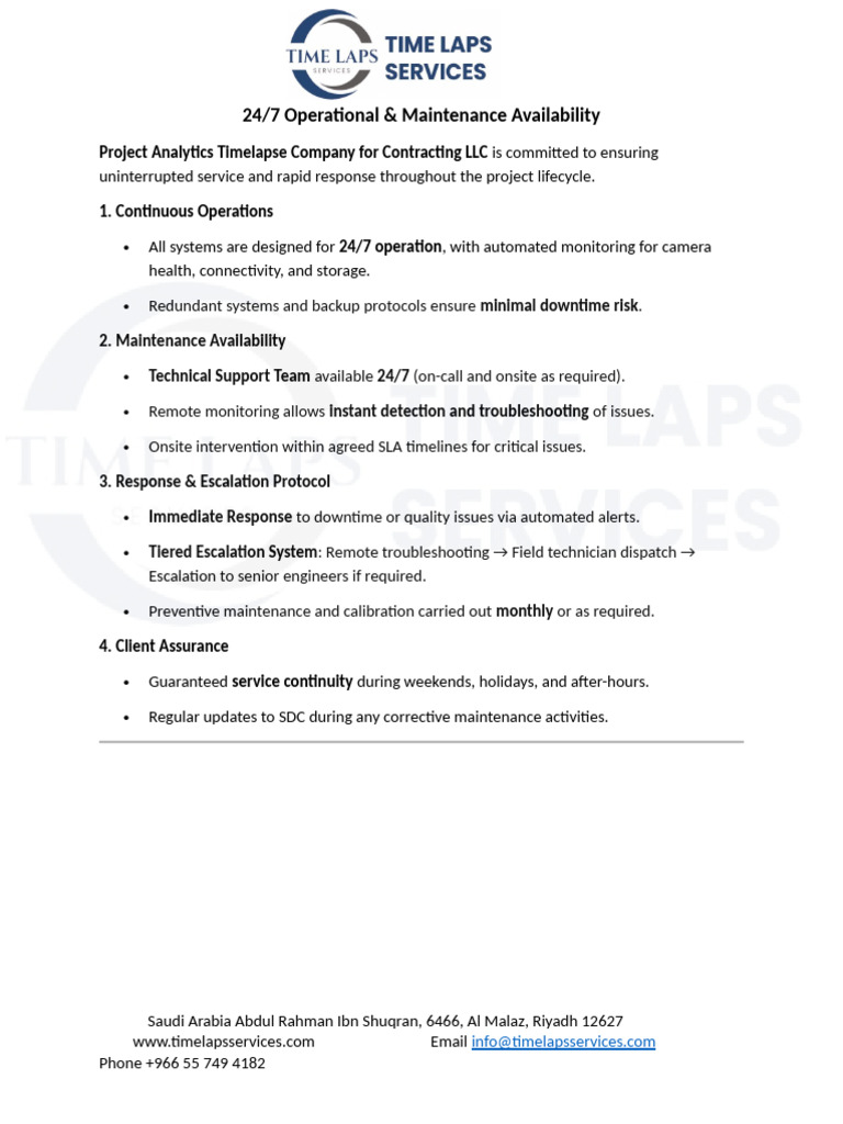 24 7 Operational & Maintenance Availability | PDF