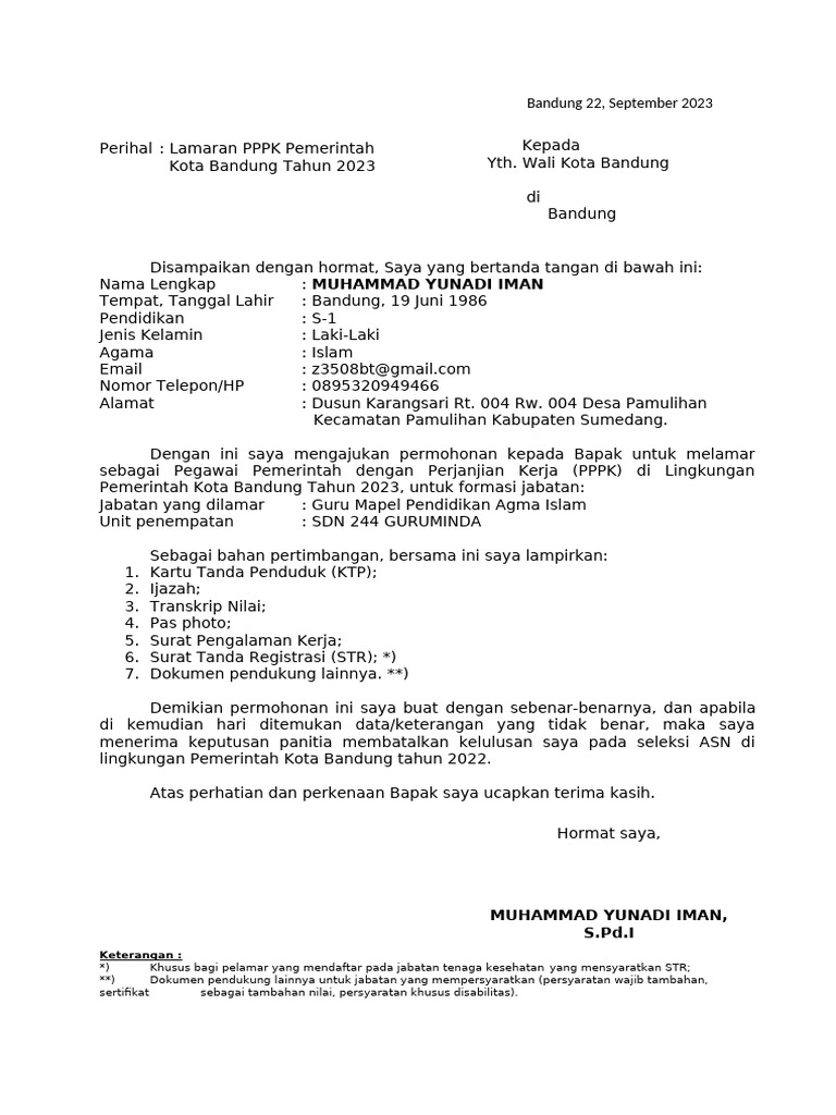 Format Surat Lamaran | PDF