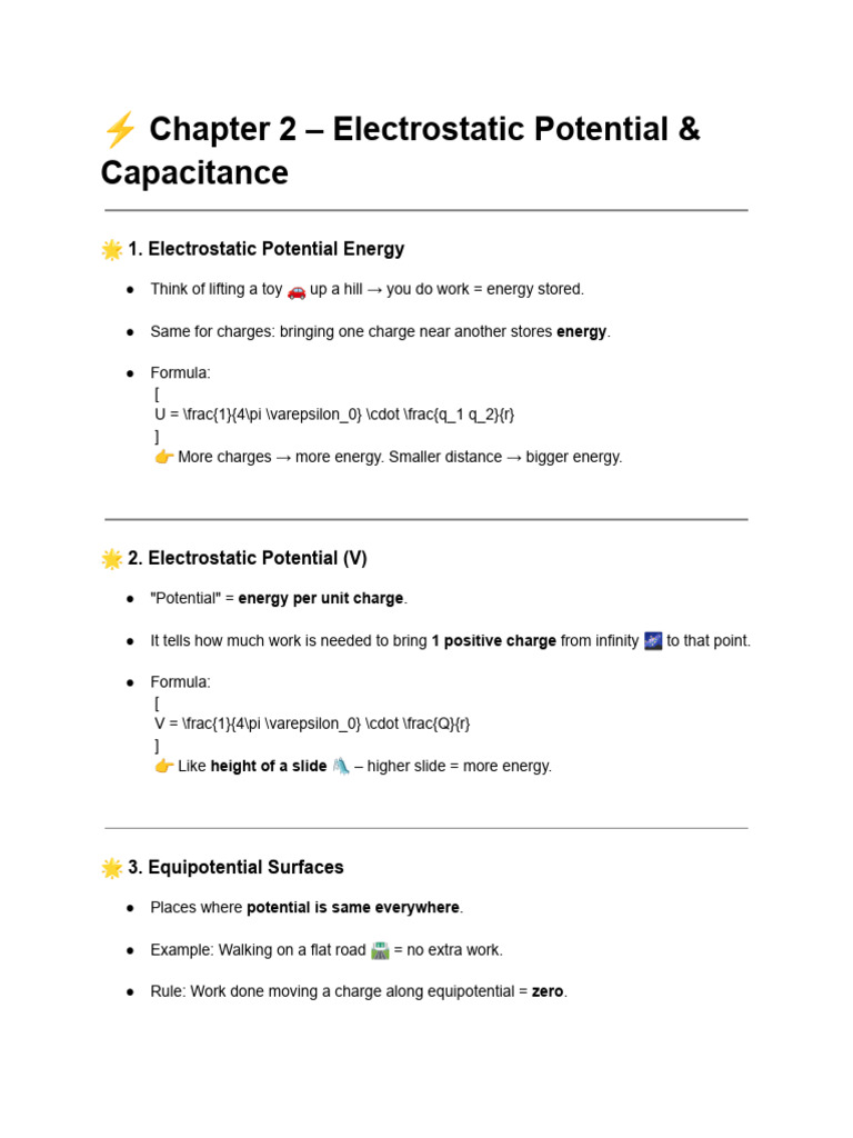 Chapter 2 - Electrostatic Potential & Capacitance | PDF | Capacitor ...