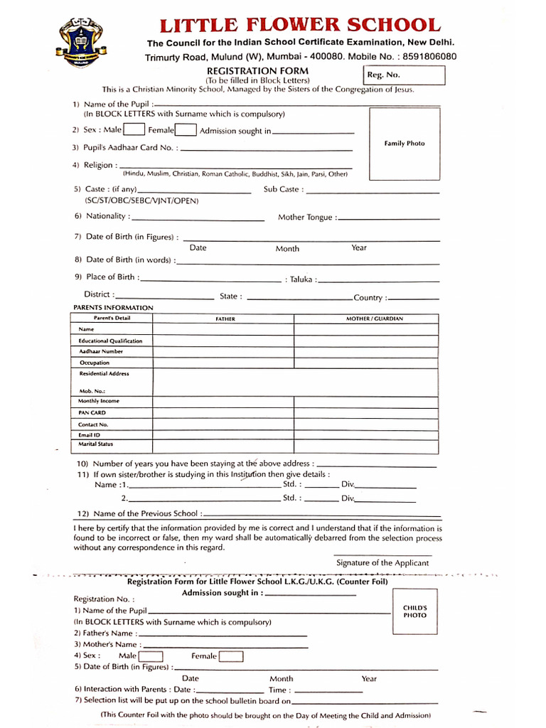 Admission Form For NURSERY To UKG | PDF