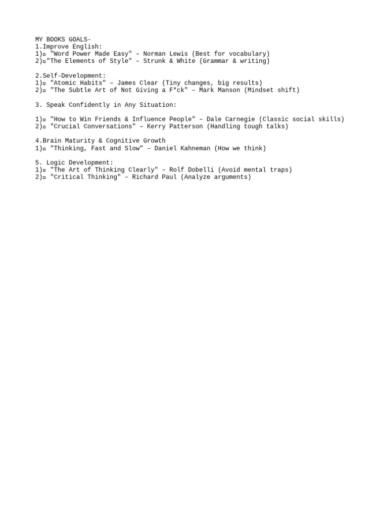 My Books Goals | PDF