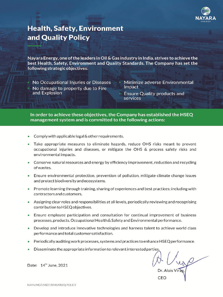Exhibit 5 - HSEQ Policy | PDF