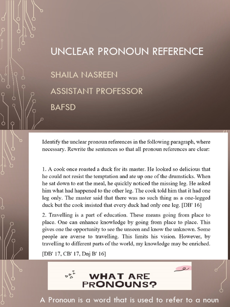 Unclear Pronoun Reference 2 | PDF