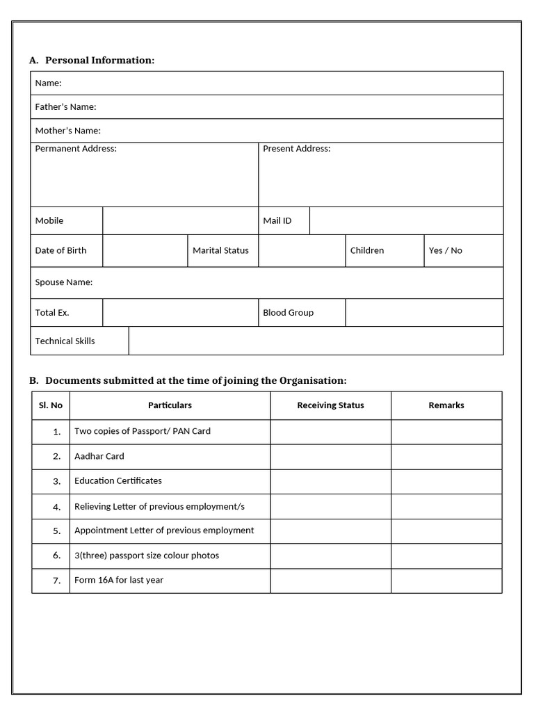 Employment Document Submission Checklist | PDF