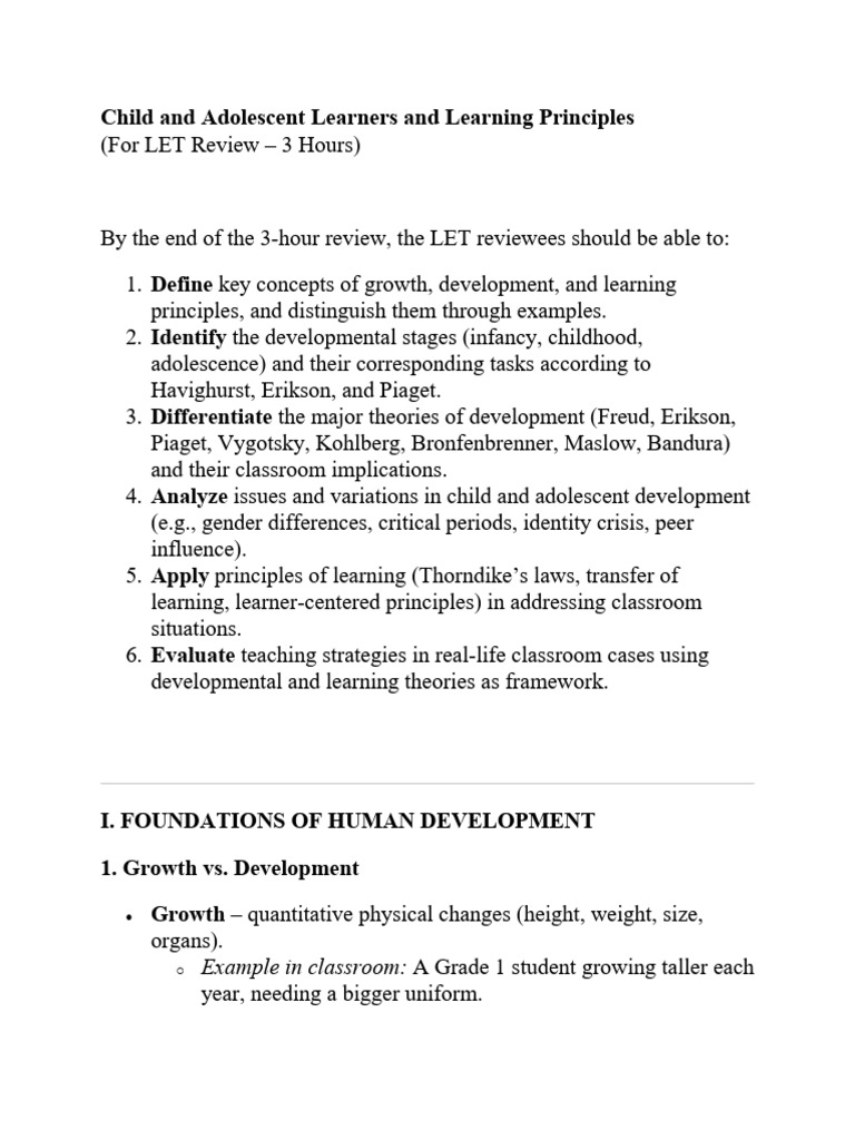 LET Review: Child & Adolescent Learning | PDF | Learning | Motivational