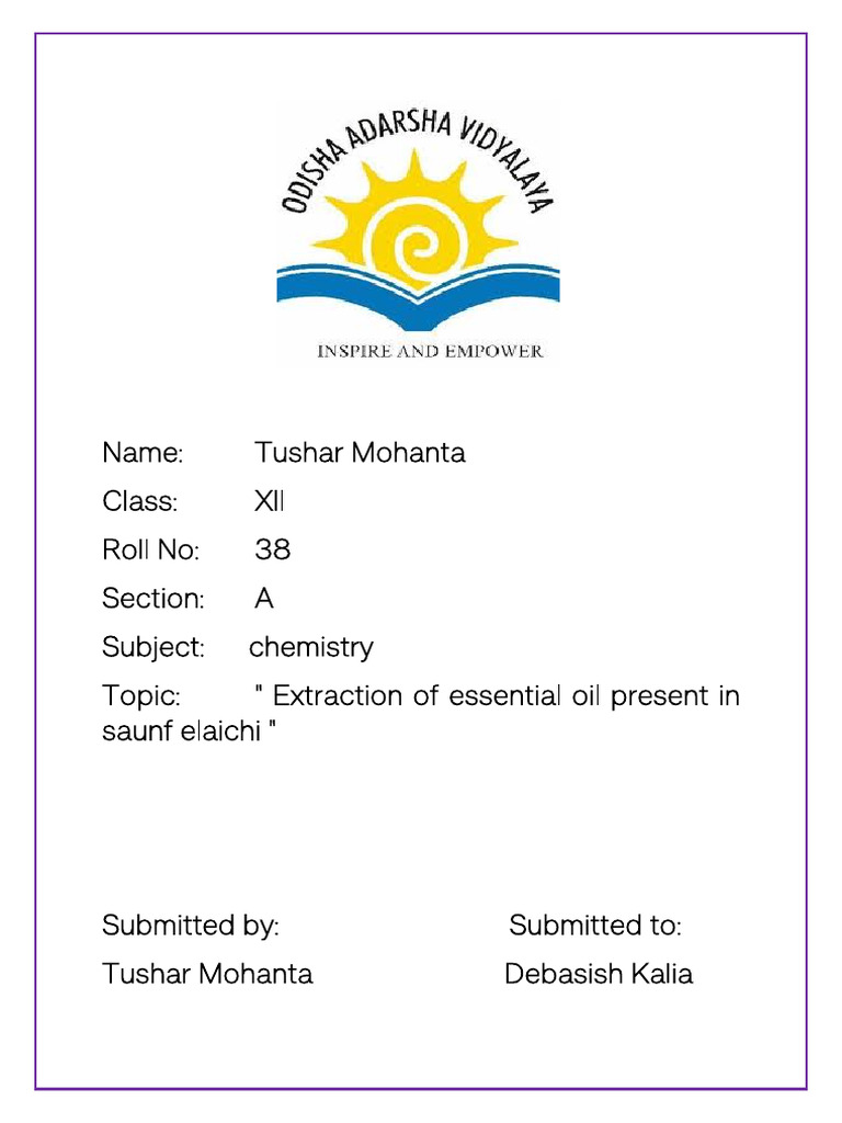 Project Front Page - Tushar Mohanta | PDF | Laboratory Equipment ...