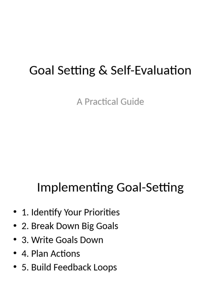 Goal Setting Self Evaluation | PDF