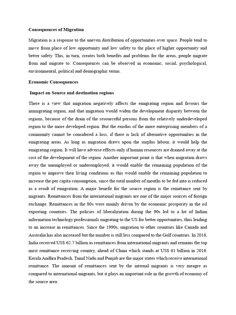 Economic and Demographic Effects of Migration | PDF | Immigration ...
