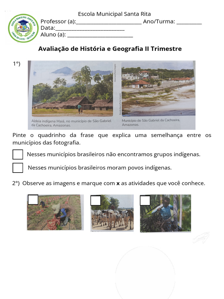 Avaliação de História e Geografia II | PDF