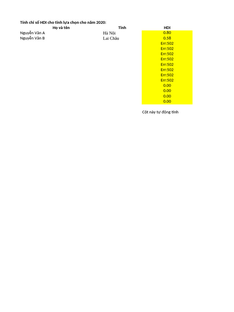 HDI Vietnam Bai Tap | PDF
